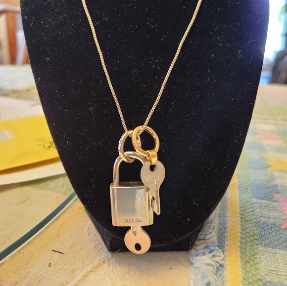 Prada | Jewelry | Prada Silver Lock Two Keys Unbranded Chain Rare Rare ...